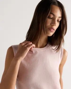 Quince Lightweight Cotton Cashmere Sweater Tank Top - Sugar Stone