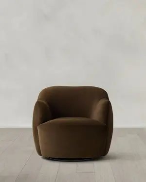 Quince Performance Velvet Curved Arm Swivel Chair