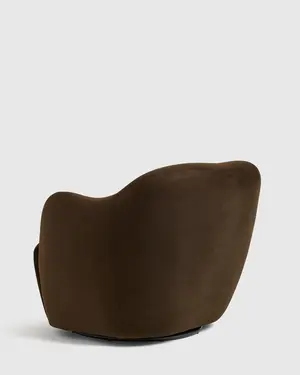 Quince Performance Velvet Curved Arm Swivel Chair