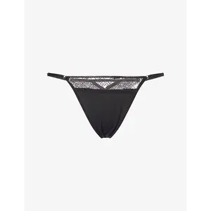 Calvin Klein Geo Stretch-lace Thong - Black