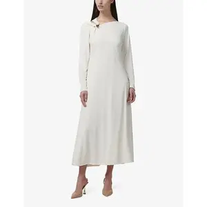 LEEM Hammered-detail Slim-fit Maxi Dress