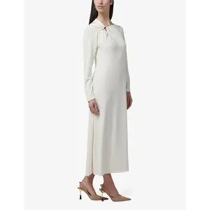 LEEM Hammered-detail Slim-fit Maxi Dress