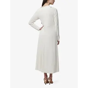 LEEM Hammered-detail Slim-fit Maxi Dress