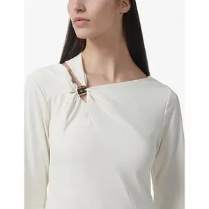 LEEM Hammered-detail Slim-fit Maxi Dress