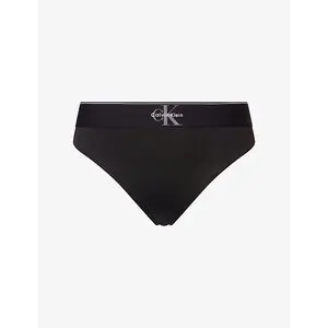 Calvin Klein Graphic Monogram Stretch Microfibre Thong - Black