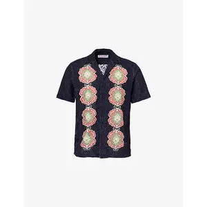 Orlebar Brown Maitan Passetto Embroidered Cotton Shirt - Night Iris