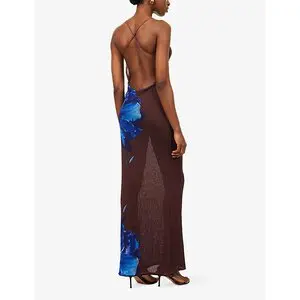 GRACEJACOB Sapphire Mesh Maxi Dress