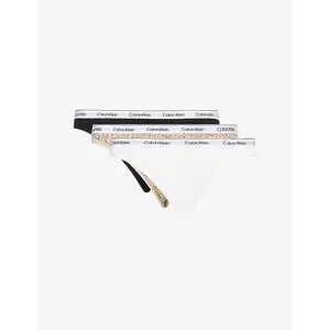 Calvin Klein Icon Logo Pack Of Three Stretch-cotton Thongs - Blk/wht/animal