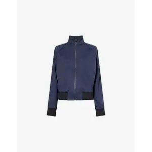 On High-neck Woven Jacket - Blue