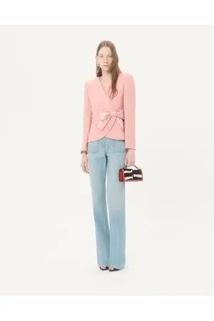 Valentino Garavani Rockstud Wallet With Chain In Pony-effect Calfskin - Red
