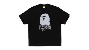 A BATHING APE Hand Drawn Ape Head Relaxed Fit Tee Shirt - Black