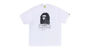 A BATHING APE Hand Drawn Ape Head Relaxed Fit Tee Shirt - White