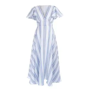 SOFIA TSERETELI Striped Linen Long Dress