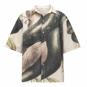 MYSIMPLICATED Short Sleeve Shirt In With Snake Design Recycled Fabric - Beige
