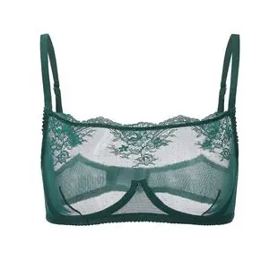 AMOUR D'AGNETTE Kim High-neck Sheer Lace Underwire Bra Emerald - Green