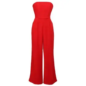SMART AND JOY Minimalist Bustier Jumpsuit - Red