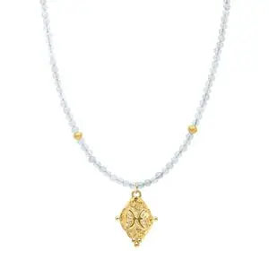 SEVEN SAINTS Pisces Gemstone Choker Necklace - Blue/gold