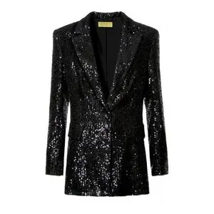 AGGI BY HALEWSKI Luna Obsidian Sequined Blazer - Black