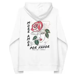ANCHOR & CREW Organic Cotton Hoodie With Floral Face And Text Graphic - White