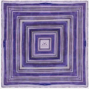 KARGEDE Silk Scarf – Designer, Striped, Square - Purple