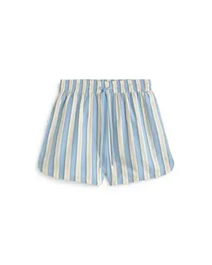 THINKING MU Striped Organic Cotton Shorts - Blue