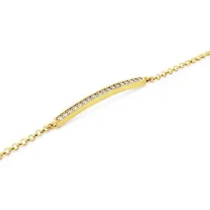 LUTIRO Cz Curved Bar Sterling Silver Bracelet - Gold