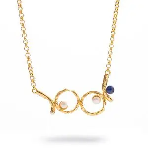 EBRU JEWELRY Pearl Eclipse Lapis Lazuli Necklace - Blue/white/gold