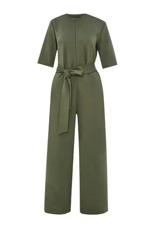 EXQUISE Regular V-neck Short Sleeve Jumpsuit - Green