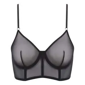 HEDONISTA LINGERIE Mesh Demi Corset Bra - Black