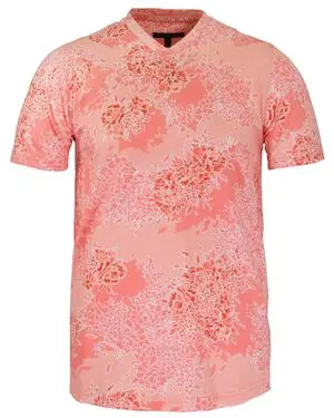 LORDS OF HARLECH Maze Bouquet Island V-neck Tee - Pink