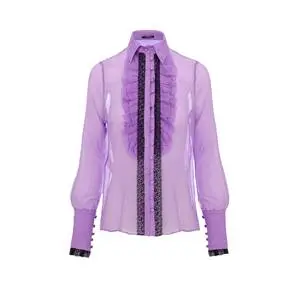 AVENUE N°29 Silk Ruffle Button-down Shirt