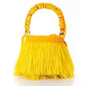 SPEIRA Bucket Raffia Fringe Bag