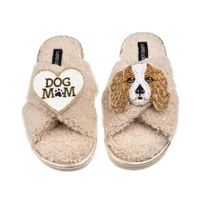 LAINES LONDON Boucle Slippers With Brooches - Brown