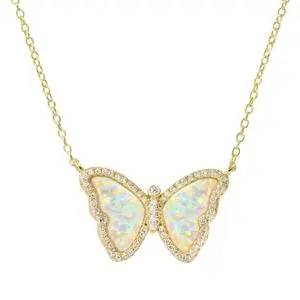 KAMARIA Opal Butterfly Necklace - White