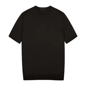 PAUL JAMES KNITWEAR Superfine Merino Wool And Silk Short Sleeve Jumper - Black