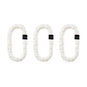SILK WORKS Set Of Skinny Silk Scrunchies - White