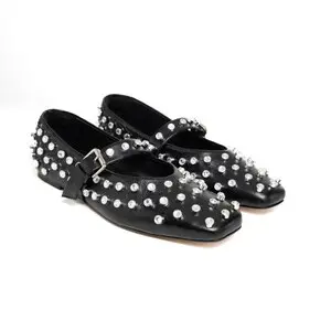 VICSON Maia Crystal Ballerina Flats - Black