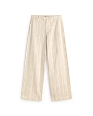 THINKING MU Serena Striped Straight Pants - White