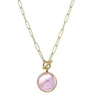 MARCIA MORAN Willowby Round Pendant Necklace - Pink/gold
