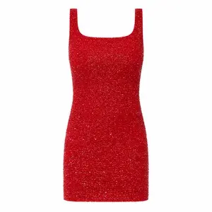 SELF-ADORE Ruby Hand-beaded Embellished Mini Dress - Red