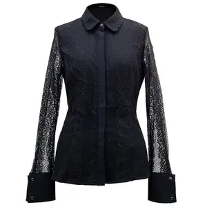 SMART AND JOY Fitted Long-sleeve Lace Shirt