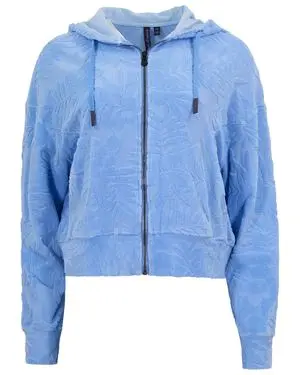 LORDS OF HARLECH Fiona Cropped Terry Toweling Zip Hoodie - Blue