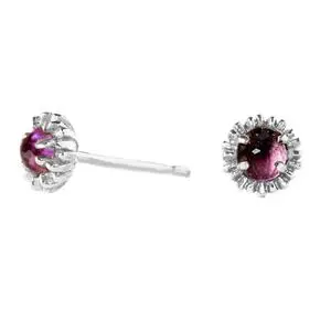 LEE RENEE Dahlia Bud Amethyst Stud Earrings - Silver