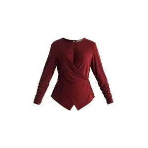 PAISIE Side Button Jersey Wrap Top