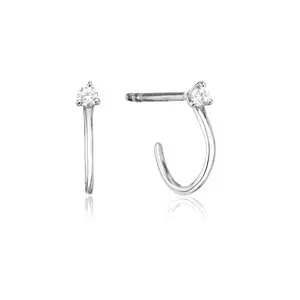 LILY & ROO Diamond Style Lobe Hoop Stud Earrings