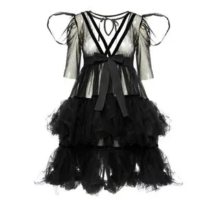 SILVIA SERBAN Baby Doll Ruffles Mini Dress - Black