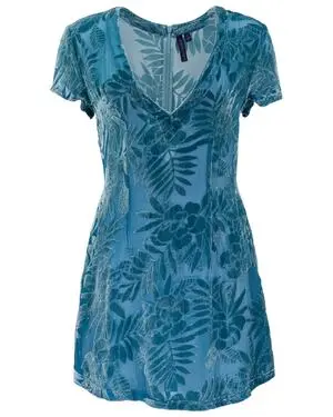LORDS OF HARLECH Velvet Devore Mini Dress - Blue
