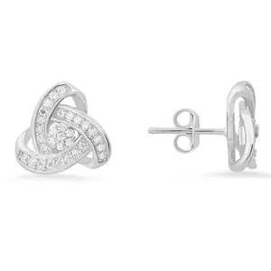 KYLIE HARPER Trinity Love Knot Cz Stud Earrings - Silver