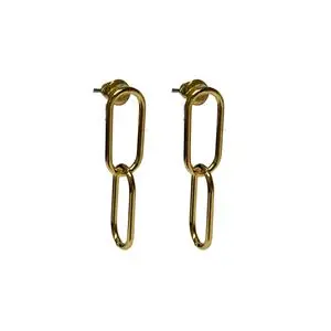 FV JEWELLERY Paperclip Chain Stud Earrings - Gold