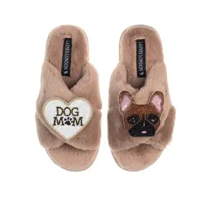 LAINES LONDON Classic Slippers With Brooches - Brown